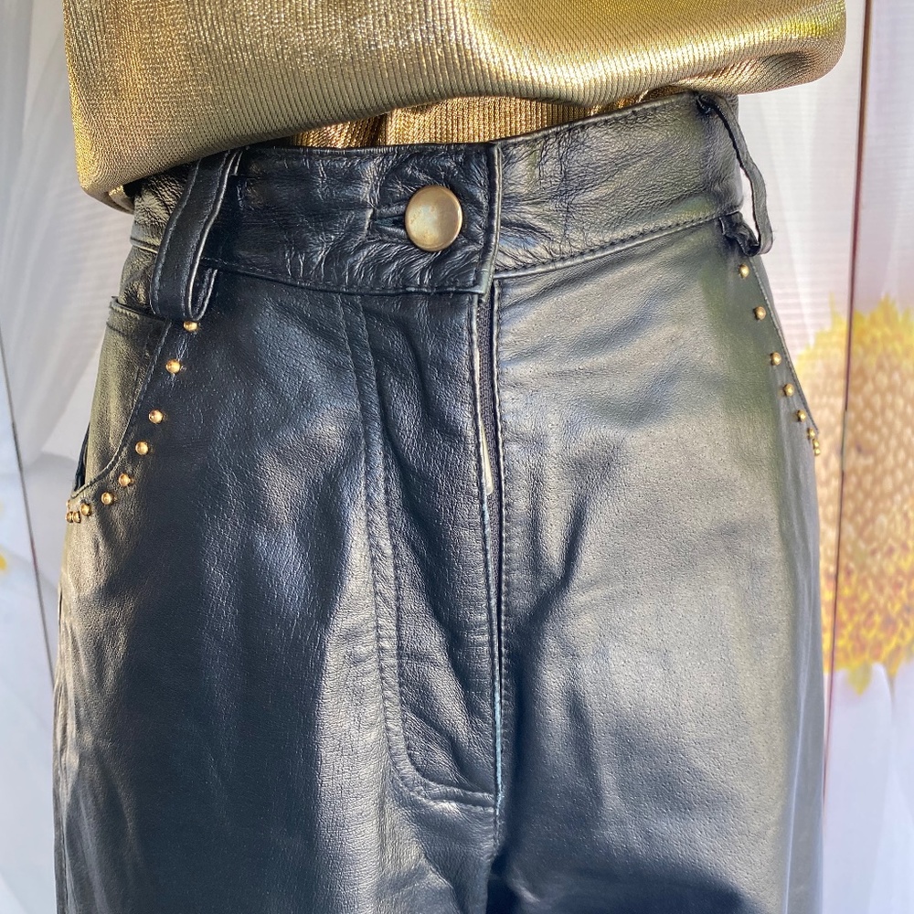 David Benjamin 1980’s Leather Pants With Gold Studs - Gem